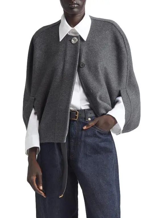 Givenchy Crop Wool & Cashmere Cape - Dark Grey/grey