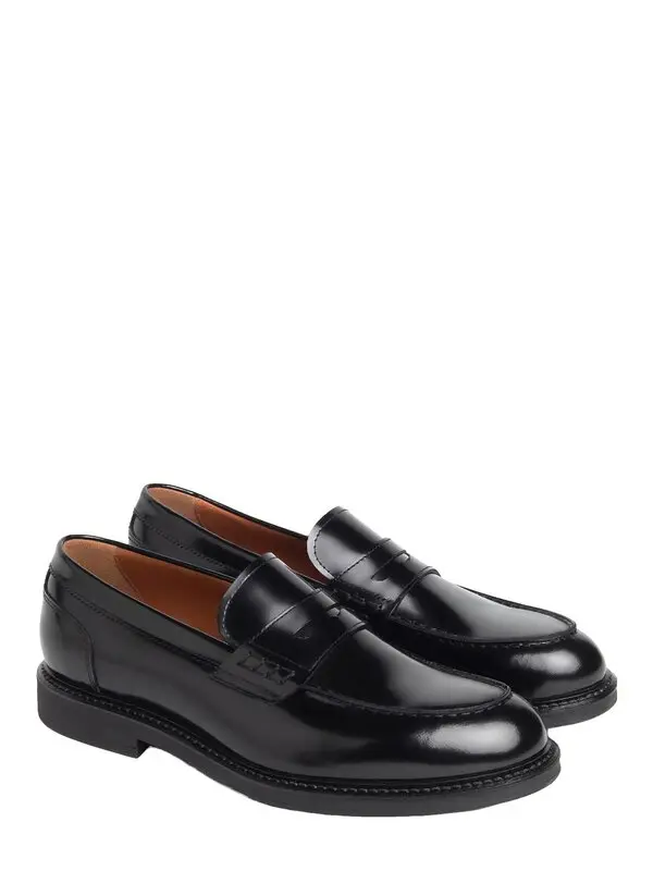 NEROGIARDINI Leather Penny Loafer - Black