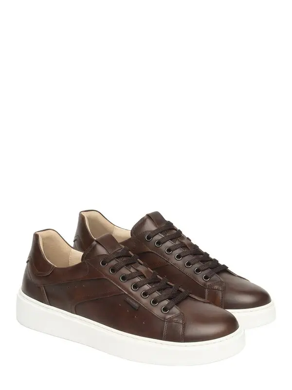 NEROGIARDINI Leather Low-top Sneaker - Chocolate