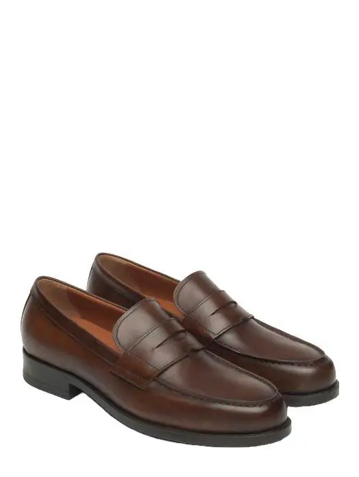NEROGIARDINI Leather Penny Loafer - Brown