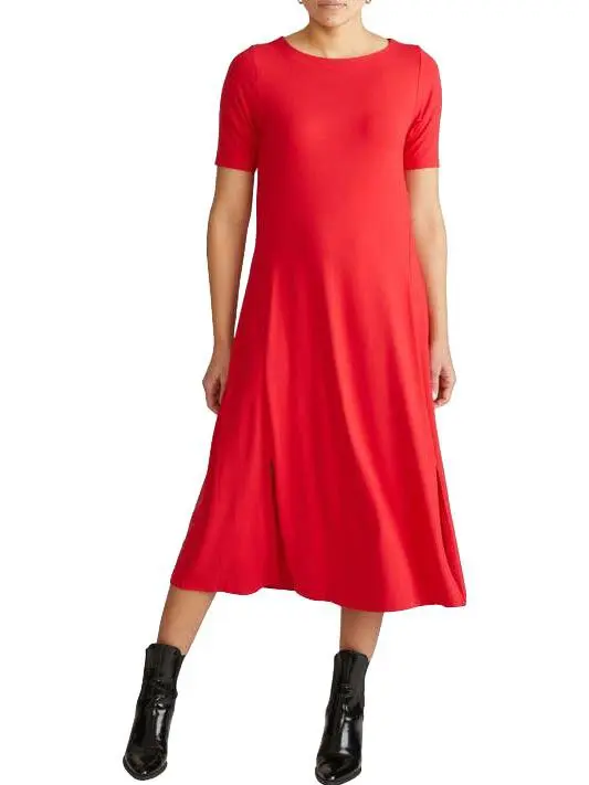 Universal Standard Serena Short Sleeve Midi Dress - Lipstick Red