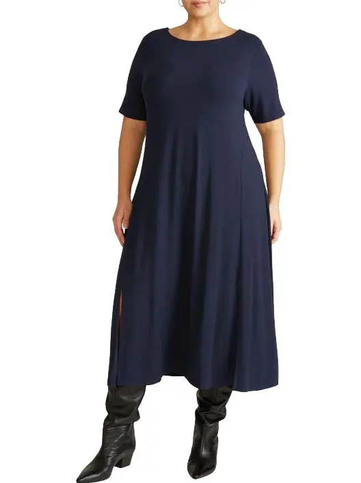 Universal Standard Serena Short Sleeve Midi Dress - Midnight Blue