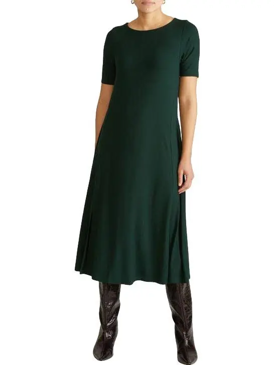 Universal Standard Serena Short Sleeve Midi Dress - Scarab Green