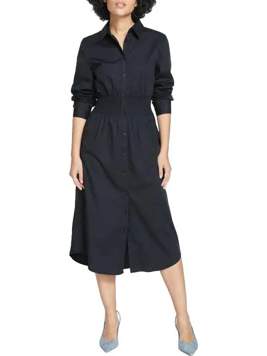 Universal Standard Hamptons Smock Waist Chambray Shirt Dress - Black