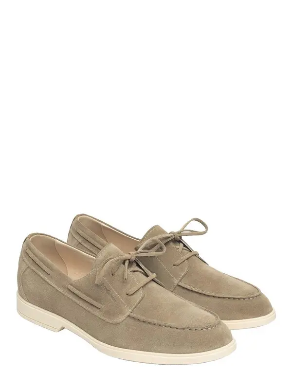 NEROGIARDINI Suede Boat Shoe - Taupe