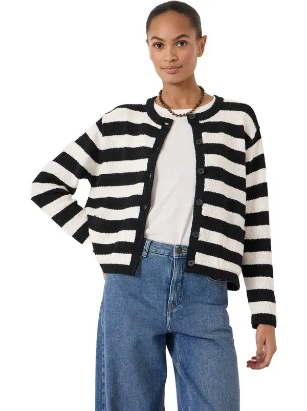 HUSH Tess Textured Cotton Blend Cardigan - Black