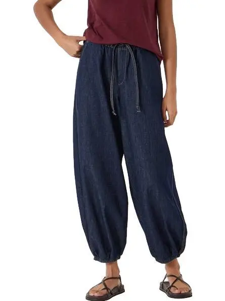HUSH Billie Bubble Hem Jeans - Dark Blue Indigo