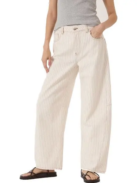 HUSH Bree Stripe Horseshoe Barrel Leg Jeans - White