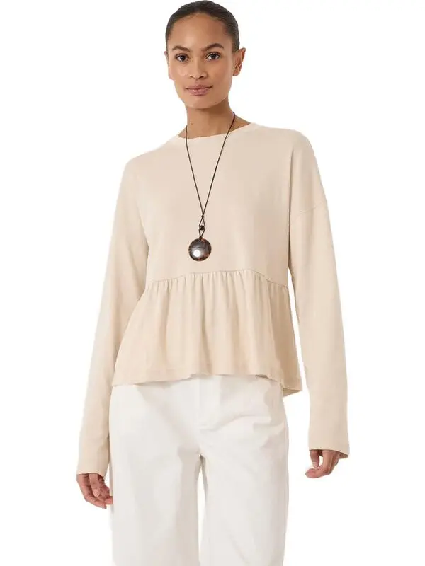 HUSH Sana Peplum Jersey Top - Almond