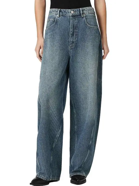 ALLSAINTS Carter Stripe Barrel Leg Jeans - Titan Blue