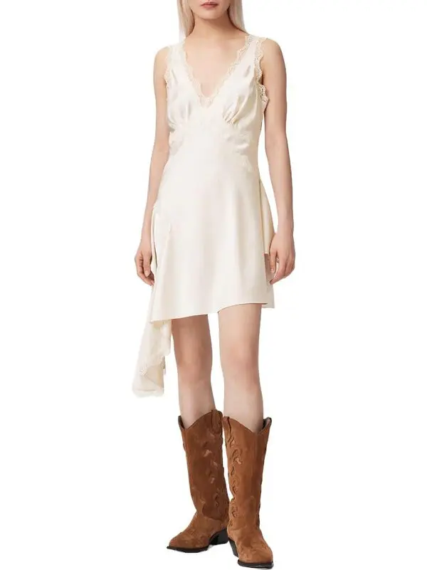 ALLSAINTS Ilka Asymmetric Mini Dress - Ecru White