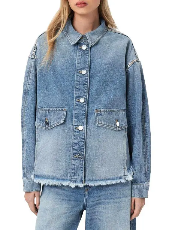 ALLSAINTS Hettie Stud Shacket - Vintage Indigo