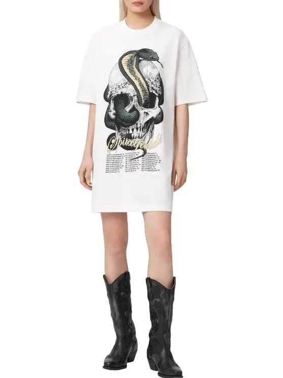 ALLSAINTS Snakehead Graphic T-shirt Dress - Chalk White