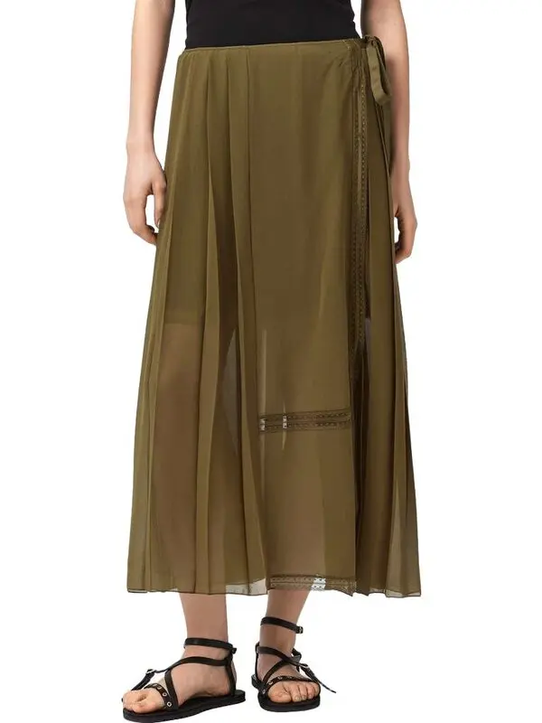 ALLSAINTS Clover Wrap Skirt - Khaki Green