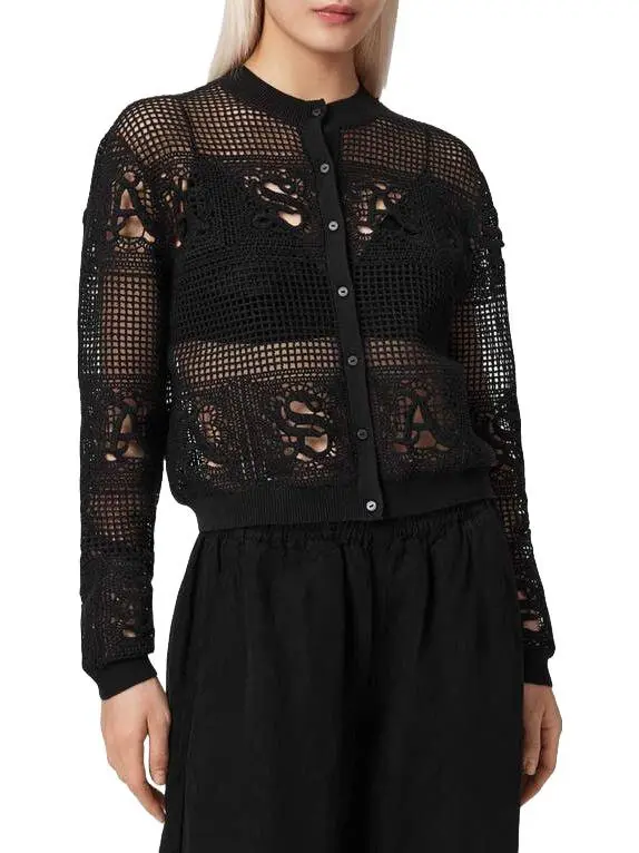 ALLSAINTS Kyra Mesh Cardigan - Black