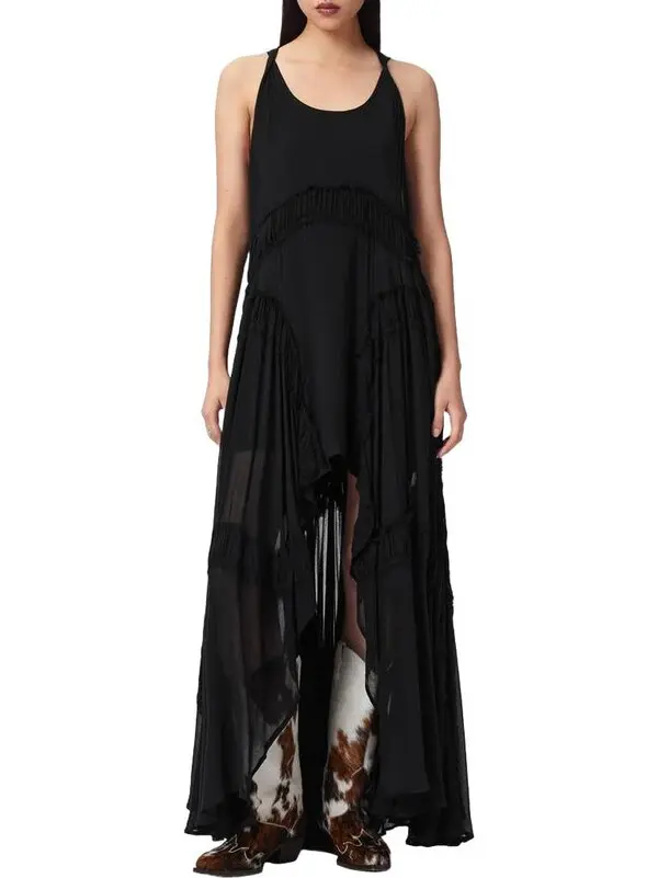 ALLSAINTS Dorina Ruffle High-low Dress - Black
