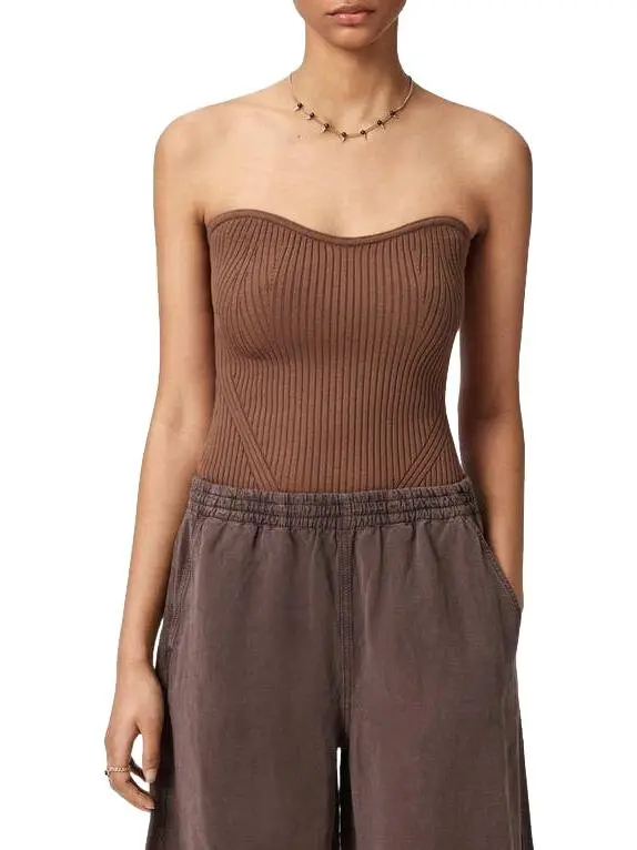 ALLSAINTS Cruz Rib Tube Top - Penny Brown