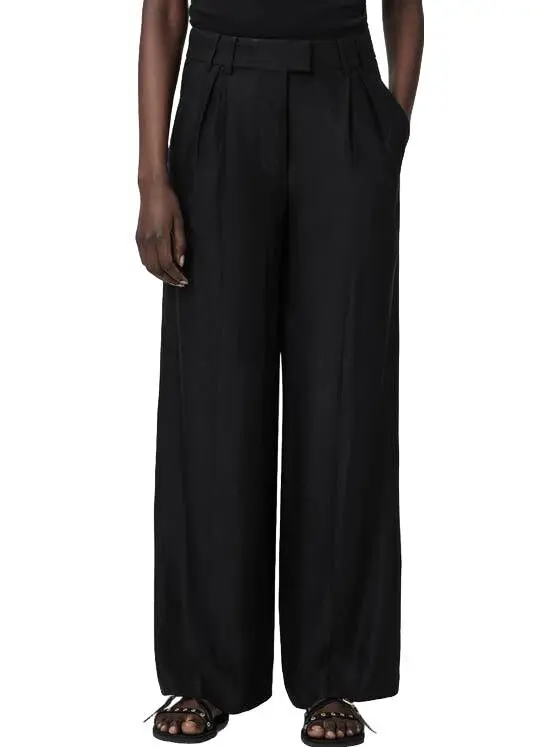 ALLSAINTS Charley Wide-leg Pleated Pants - Black