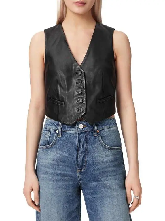 ALLSAINTS Arla Leather Vest - Black