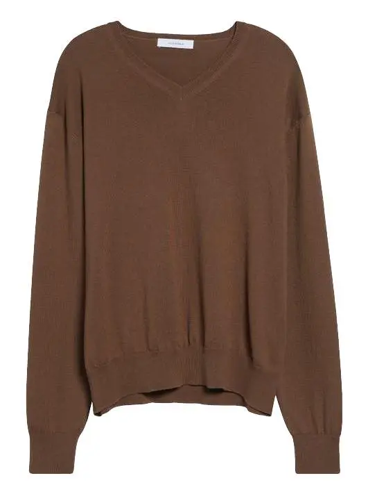 JULIE KEGELS Glitter Elbow Patch Cotton & Cashmere Sweater - Brown