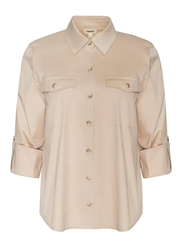 L'Agence Pearson Poplin Top - Biscuit