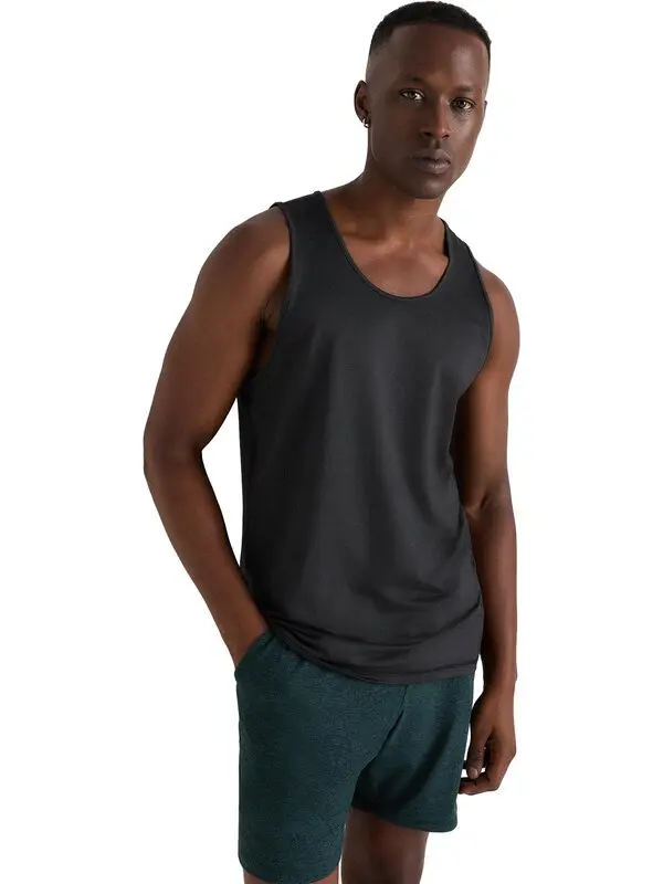 Quince Flowknit Breeze Tank Top - Heather Black