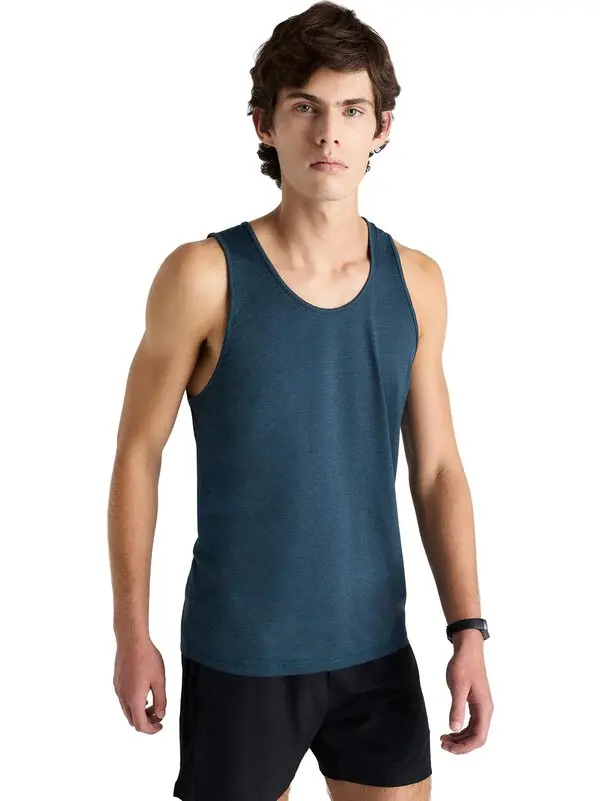 Quince Flowknit Breeze Tank Top - Heather Ocean Navy
