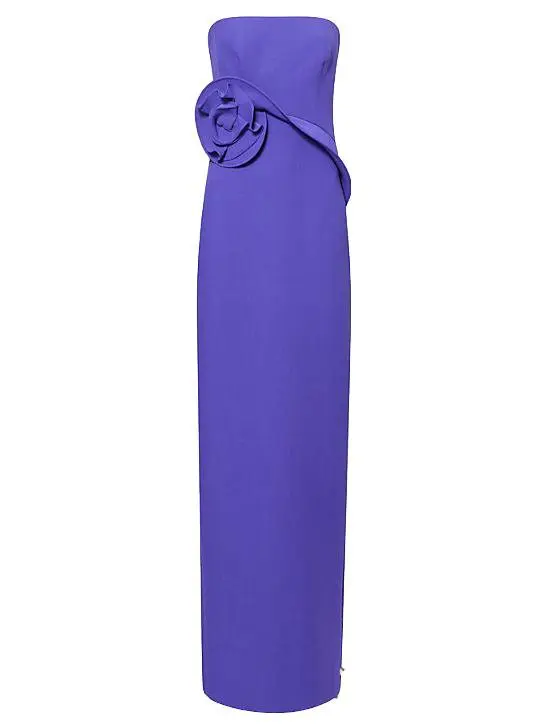 Roland Mouret 3d-flower Strapless Column Gown - Purple