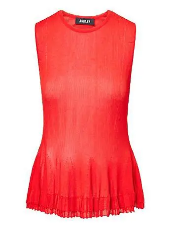 ASHLYN Bennett Peplum-hem Knitted Top - Red