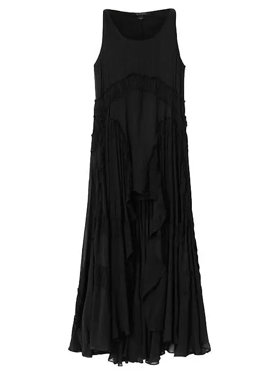 ALLSAINTS Dorina Frill-hem Midi Dress - Black