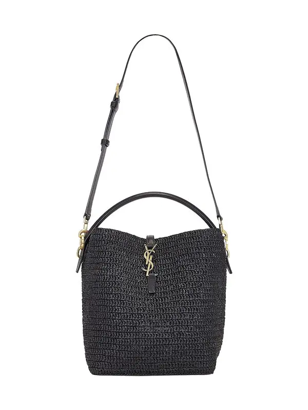 Saint Laurent Le 37 Raffia Bucket Bag - Black