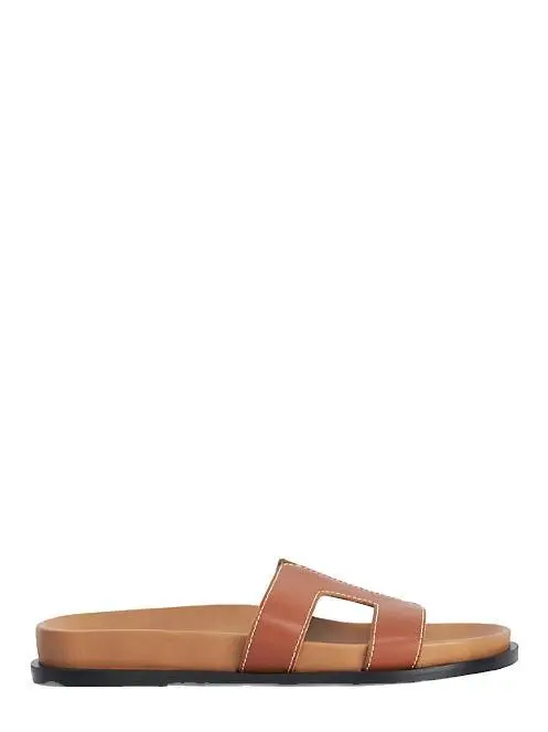 DUNE Loupas Footbed Leather Sandals - Tan Leather
