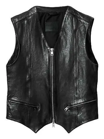 ALLSAINTS Leather Zip-up Waistcoat - Black
