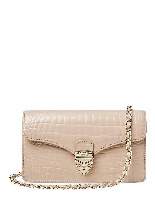 ASPINAL OF LONDON Mayfair Leather Clutch - Taupe