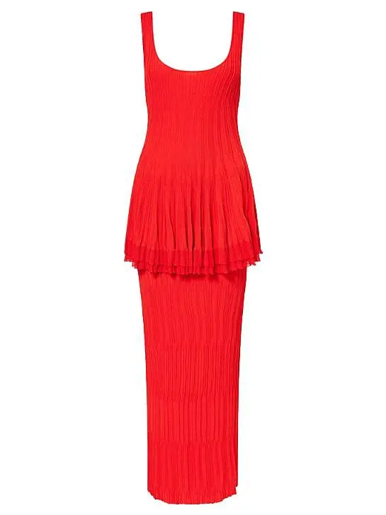 ASHLYN Kishi Laye Knitted Maxi Dress - Red
