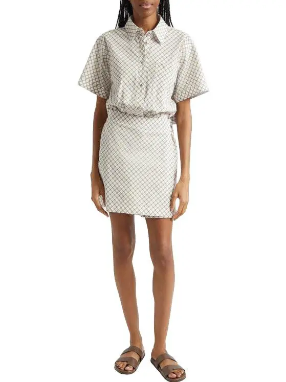 Derek Lam 10 Crosby Delaney Plaid Cotton Blend Mini Wrap Dress - Army Green Plaid