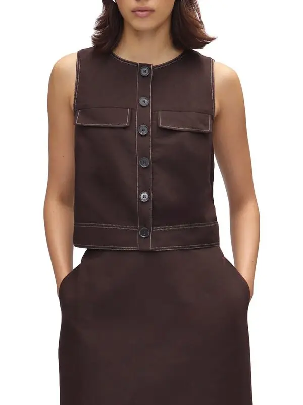 ALIGNE Linen & Organic Cotton Blend Crop Top - Chocolate