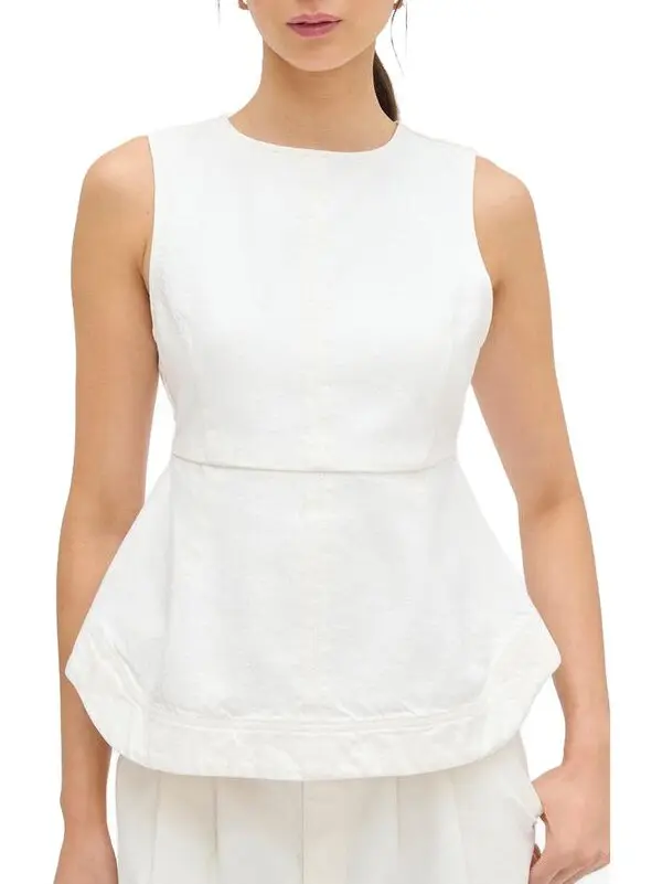 ALIGNE Sleeveless Organic Cotton Peplum Top - Ecru