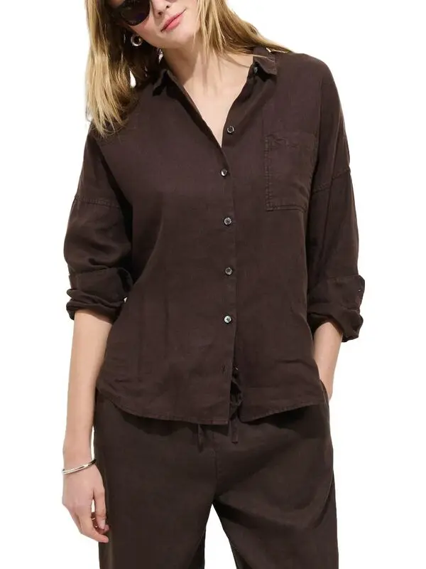 ALEX MILL Jo Linen Shirt - Roasted Bean
