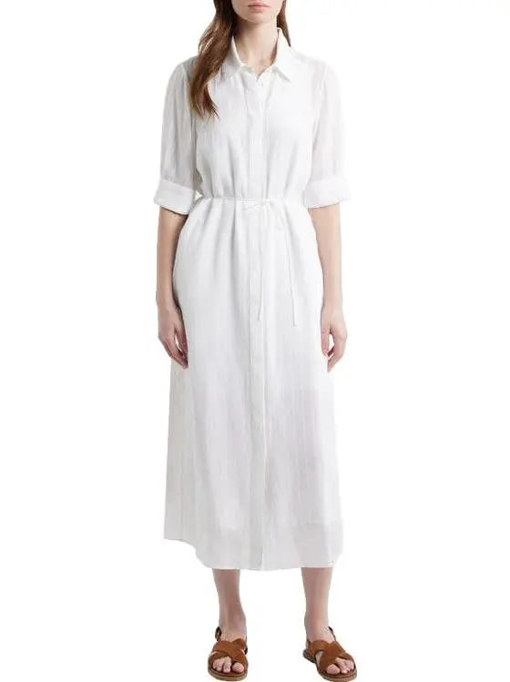 Rag & Bone Lucy Texture Stripe Shirt Dress - White