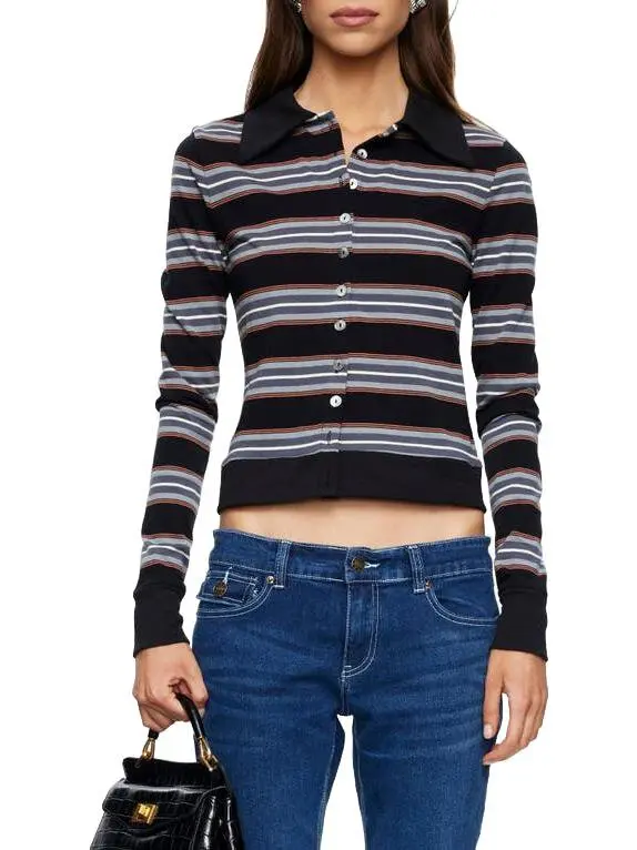 Lioness Bada Bing Stripe Jersey Cotton Sweater - Noir Stripe