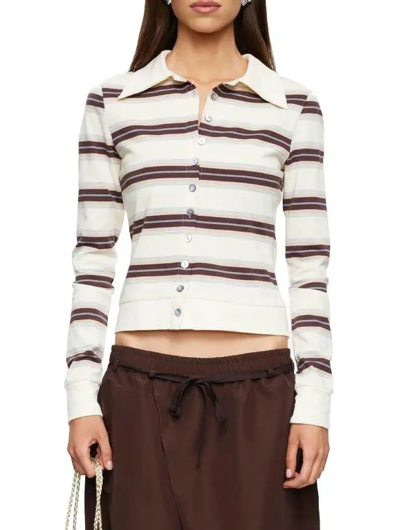 Lioness Bada Bing Stripe Jersey Cotton Sweater - Sand Stripe