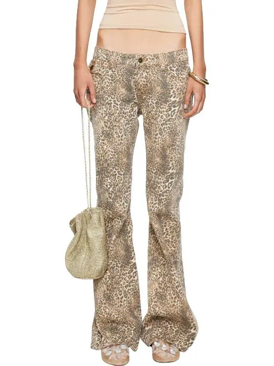 Lioness Mary-kate Low-rise Flare Jeans - Leopard