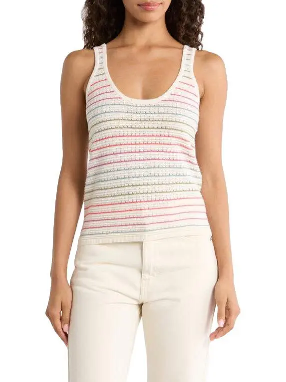 Marine Layer Siena Stripe Cotton Pointelle Sweater Tank - Stripe Multi