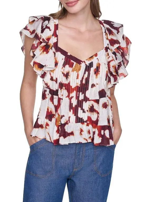 Dkny Floral Pintuck Blouse - Floral Inkblot
