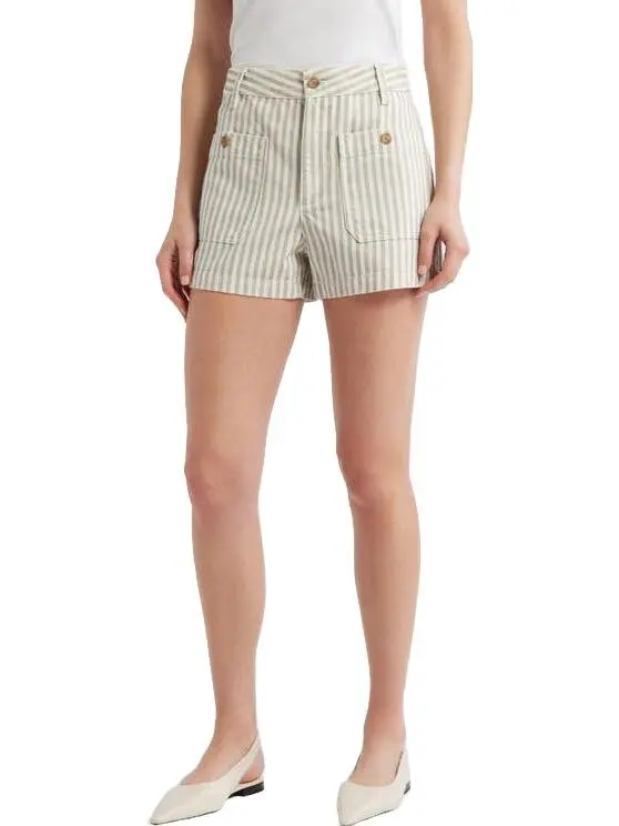 FRAME The Cruise Cotton Striped Shorts - Flax Stripe