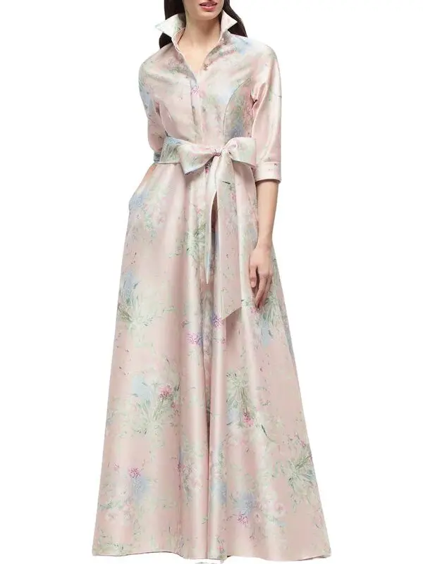 After Six Sabine Floral Print Satin Gown - Esme Floral
