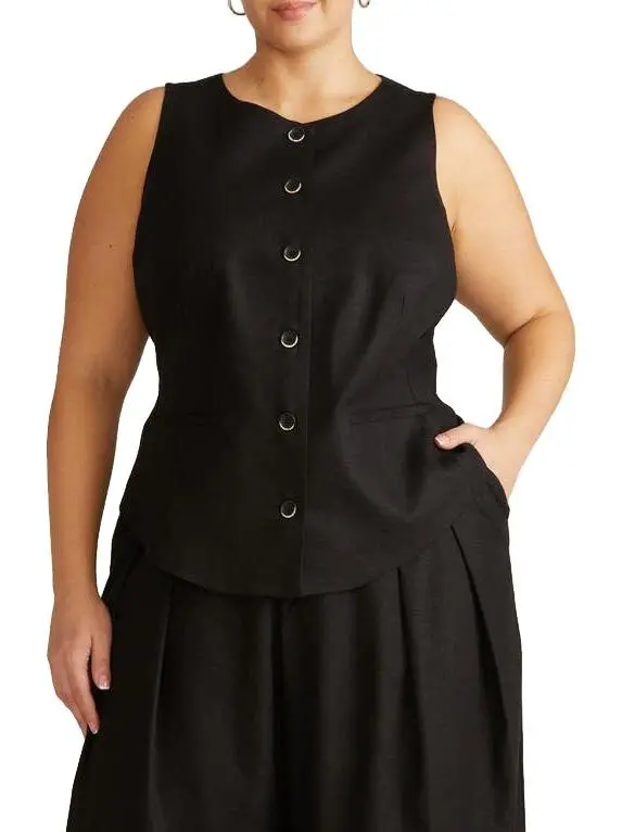 Universal Standard Linen Blend Vest - Black