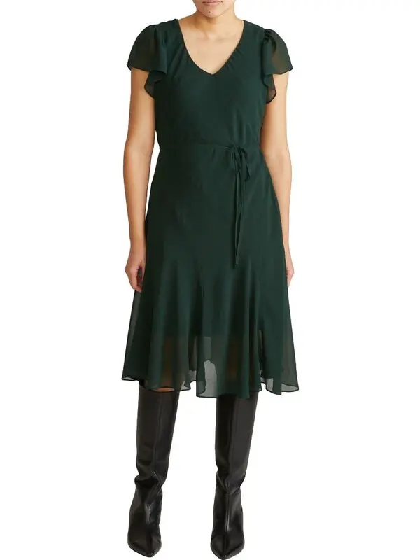 Universal Standard Sevilla Chiffon Dress - Scarab Green