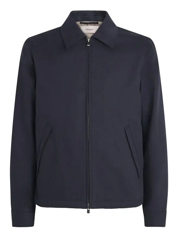 Agnona Linen Bomber Jacket - Navy